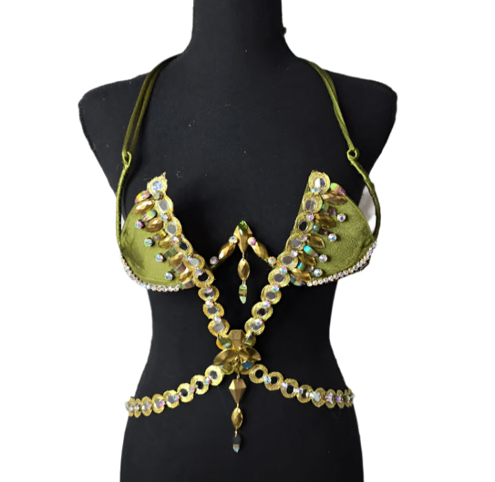 Golden Olive Mirage Decorated Wire Bra | CarnivalMW – CARNIVALMW